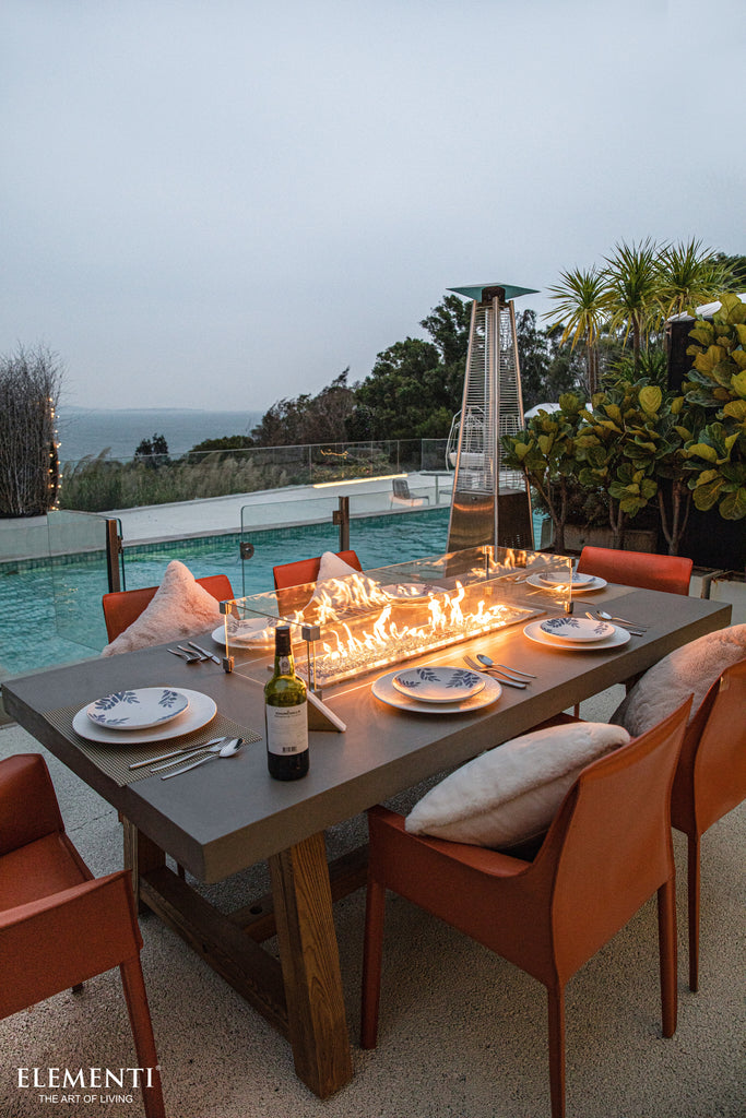 Sonoma 83" Concrete Fire Dining Table w/ Natural Ashwood Legs (OFG201 ...